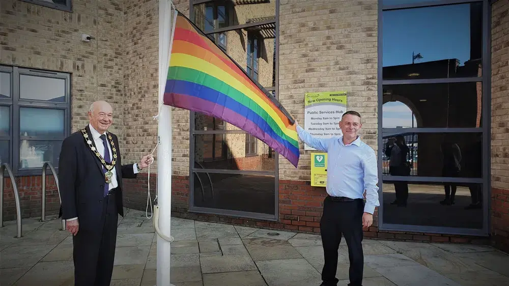 West Lindsey District Council raise the rainbow flag in Gainsborough ...